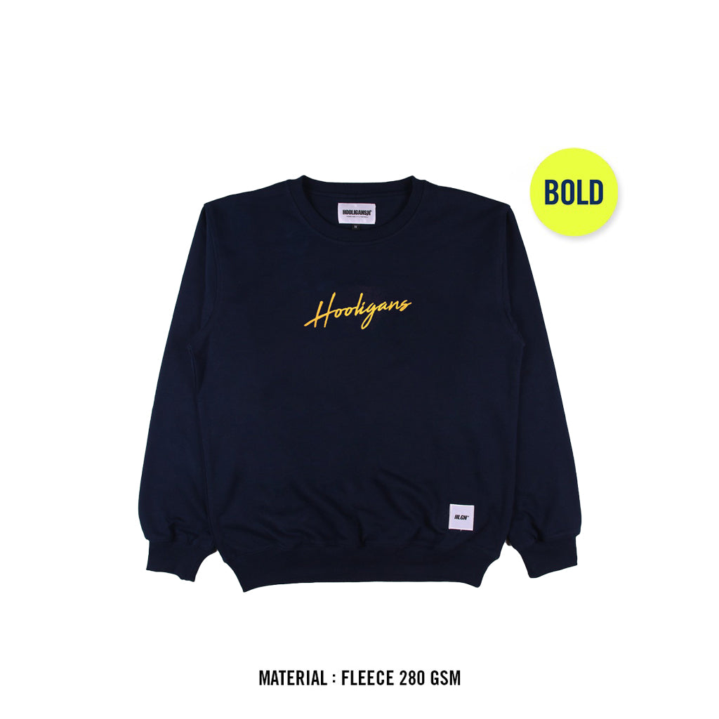 HOOLIGANS Sweater Crewneck bold Sign 22.2 - Navy – Hooligans.co.id